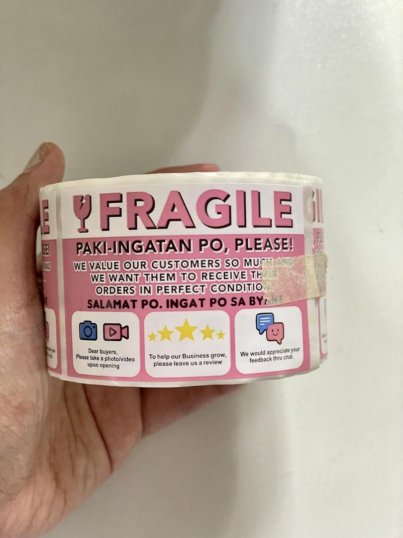 1 Roll Pink FRAGILE Sticker Label (Tagalog), Hobbies & Toys, Stationary ...