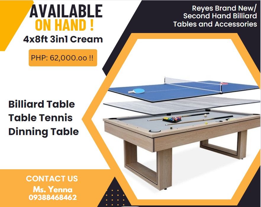 4x8ft 3in1 Cream Billiard Table, Sports Equipment, Sports & Games ...