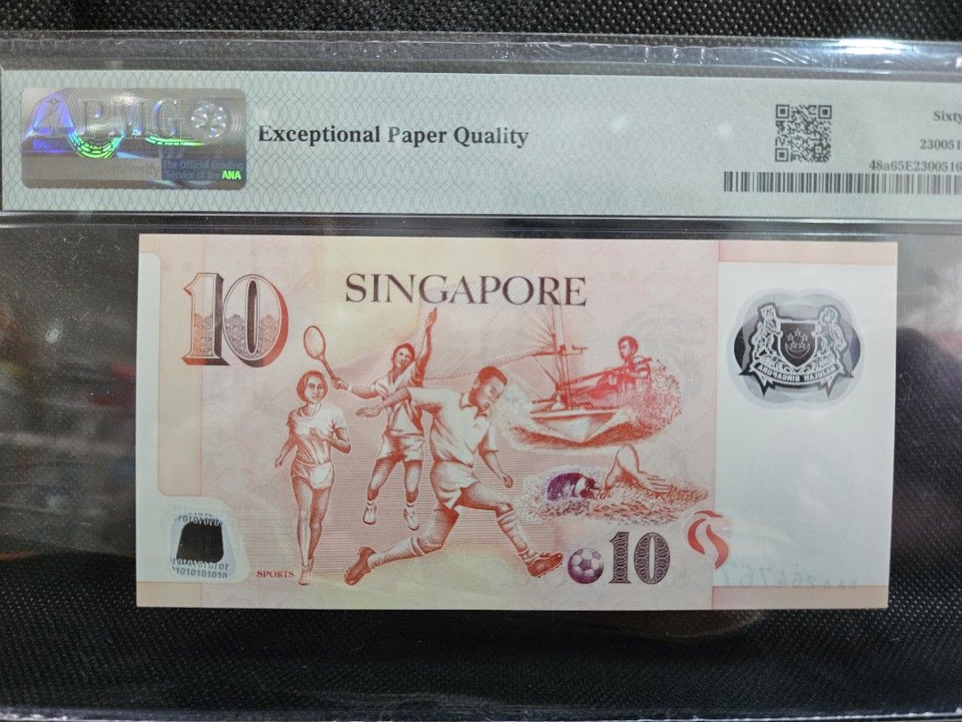 9AA Singapore LHL 10 dollars PMG65 running number, Hobbies & Toys ...