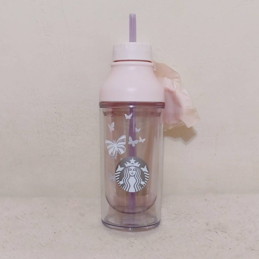 韓國 星巴克 STARBUCKS 2017 春日蝴蝶 櫻花 Lena杯 Phoebe水瓶 冷水杯 473ml 全新 絕版, 家具及居家用品, 廚具和餐具, 水杯、水壺在旋轉拍賣