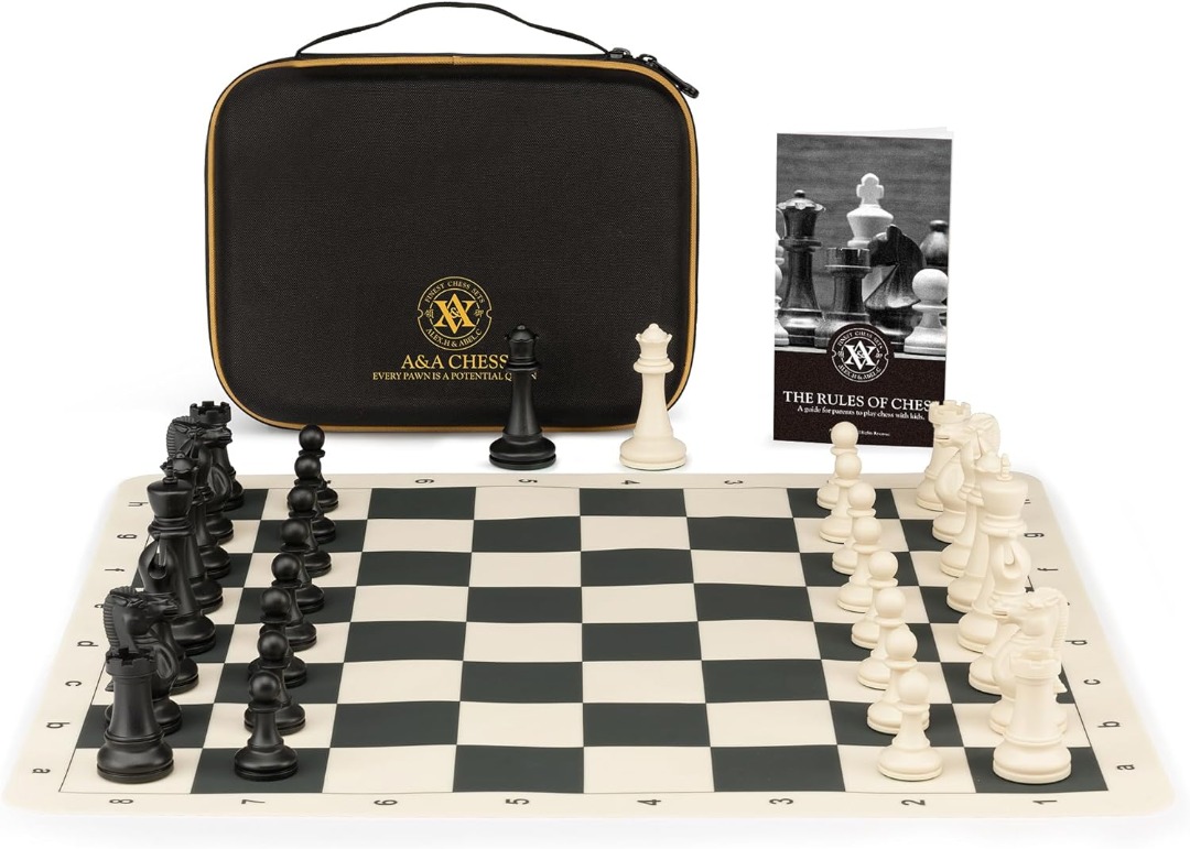 A&A Tournament Chess Set / 20''x20'' Foldable Silicone Chess Board / 3. ...