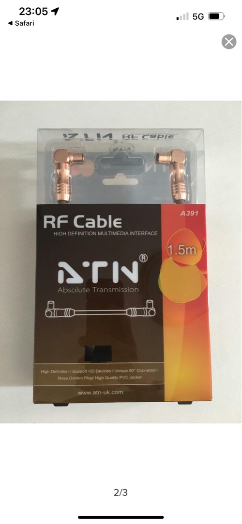 ATN RF Cable 1.5m, 家庭電器, 電視 & 其他娛樂, 電視組件及配件 - Carousell