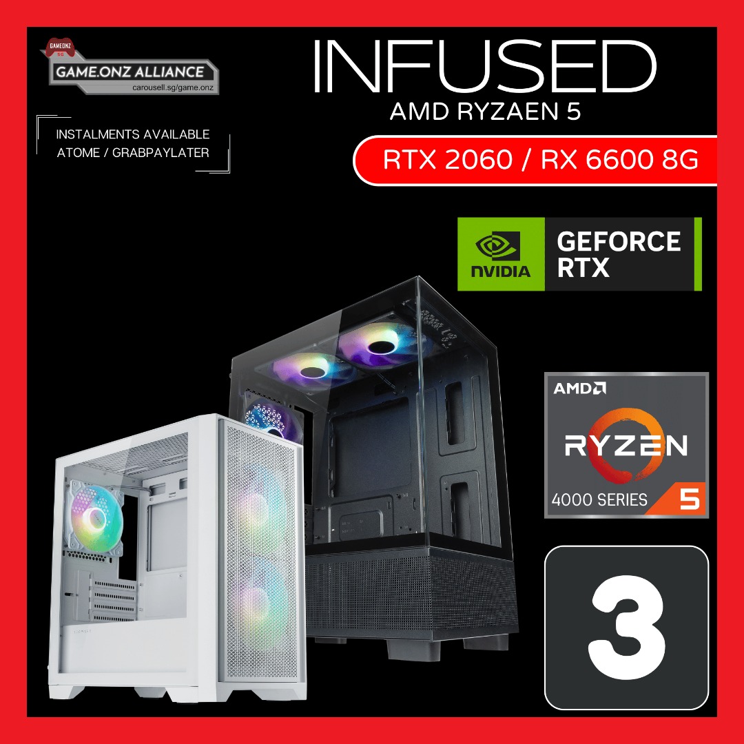 ATOME | INFUSED | LEVEL 3 AMD RYZEN 5 144 1080P Gaming PC AMD RADEON RX ...