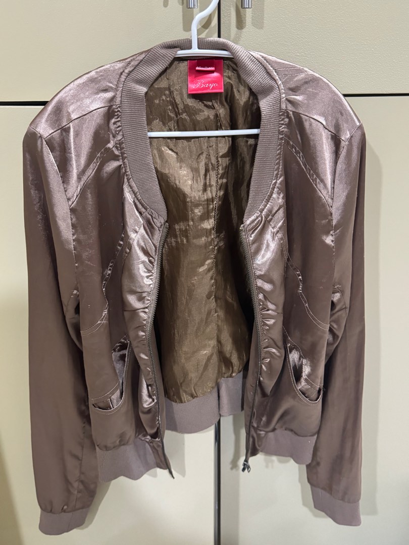 Bayo Brown Bomber Jacket, Women's Fashion, Coats, Jackets and Outerwear ...