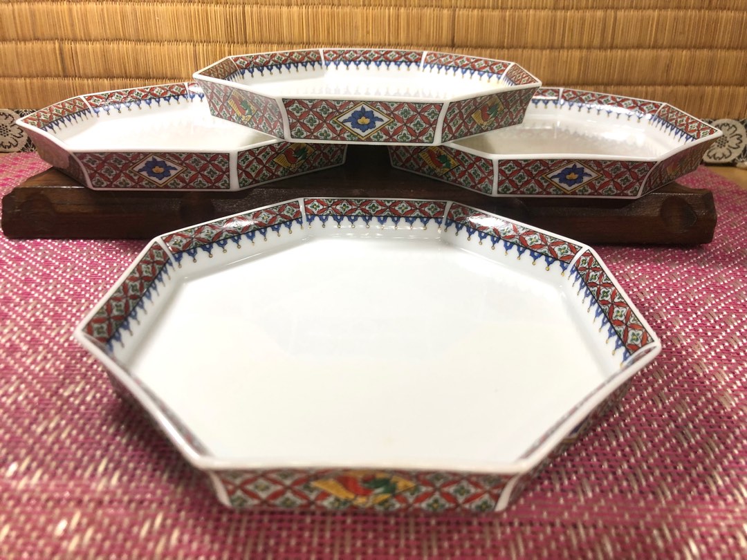 Beautiful color octagonal porcelain plate from Japan, Furniture & Home ...