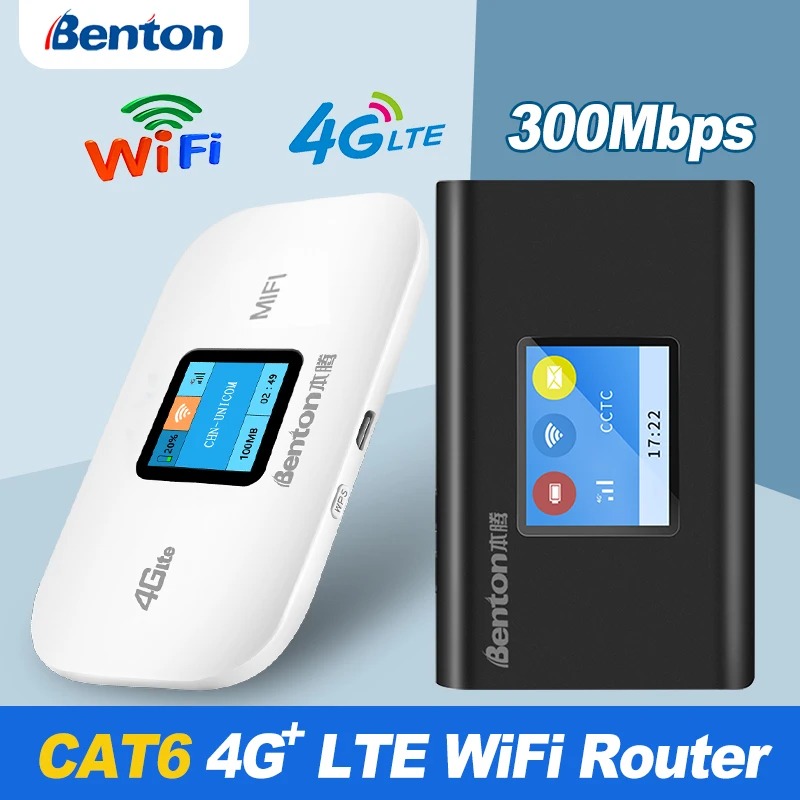 Benton CAT6 4G+ LTE WiFi Router Portable WiFi Hotspot 300Mbps Unlocked ...