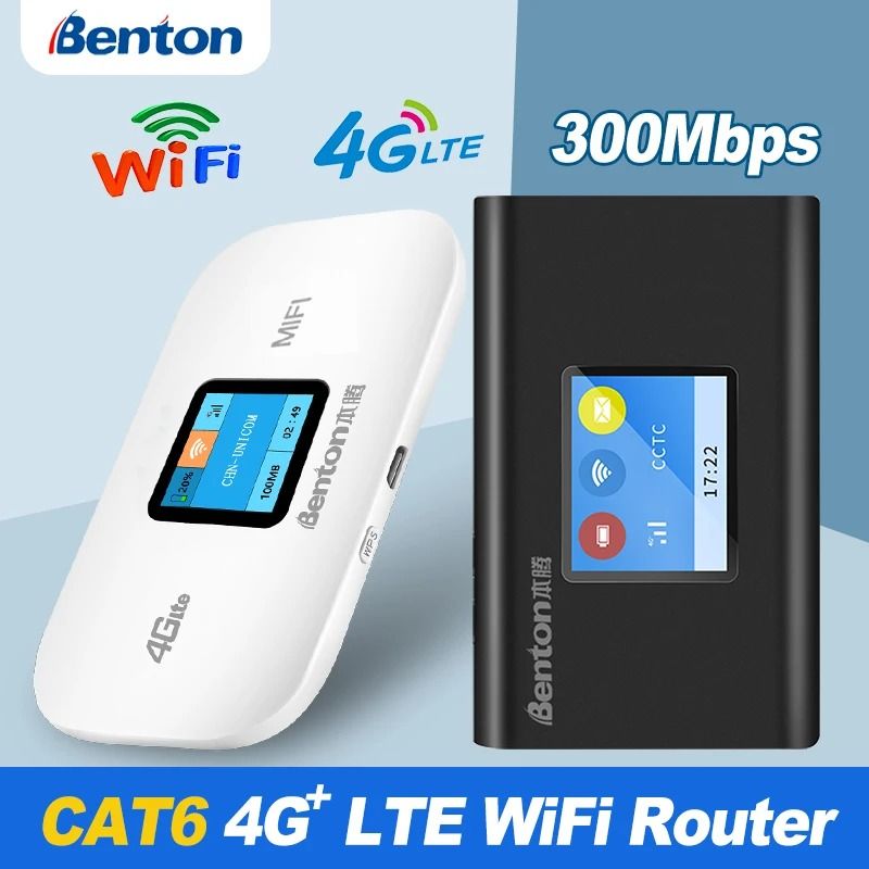 Benton CAT6 4G+ LTE WiFi Router Portable WiFi Hotspot 300Mbps Unlocked Pocket MiFi Router Mobile ...