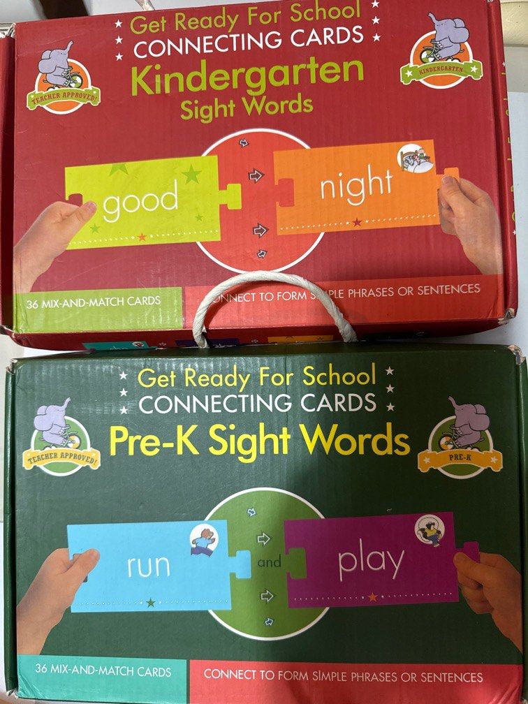 Get Ready for School Connecting Cards: Pre-K Sight Words / Kindergarten ...