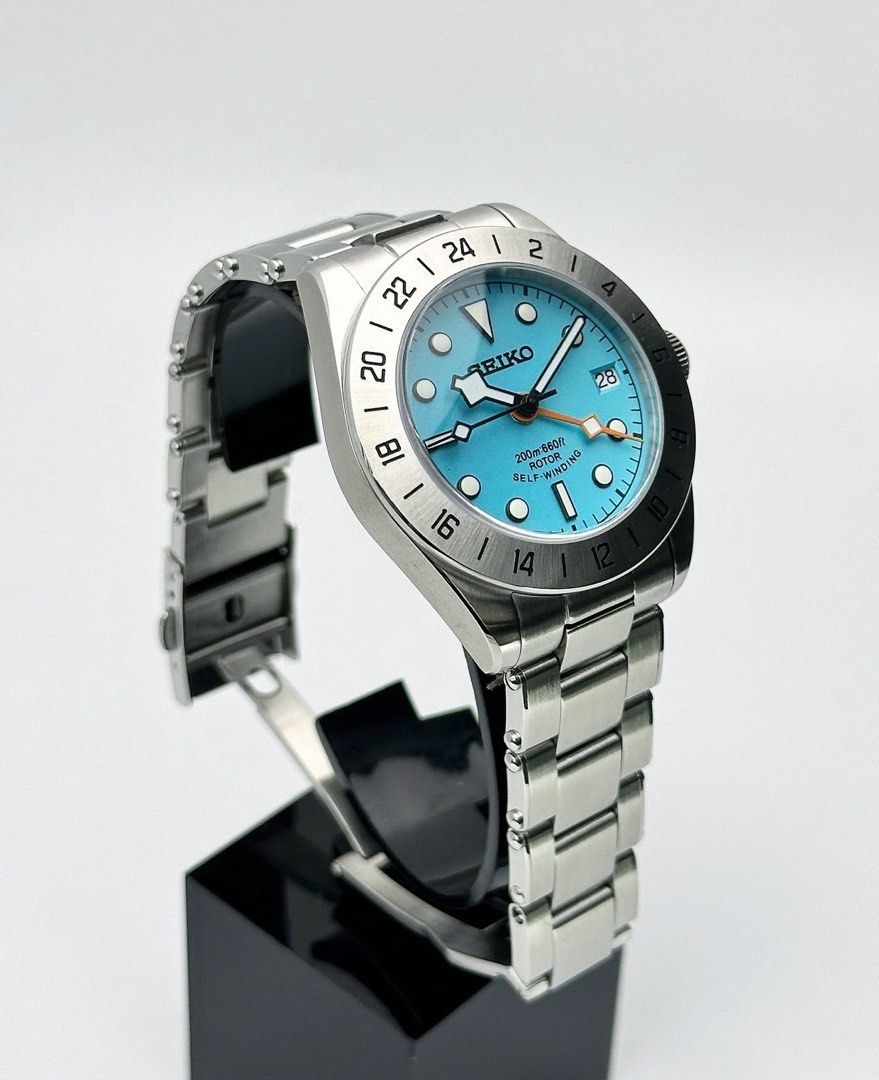 Custom Seiko Mod 39mm “Gulf” Black Bay Pro GMT Automatic Watch, Men's ...