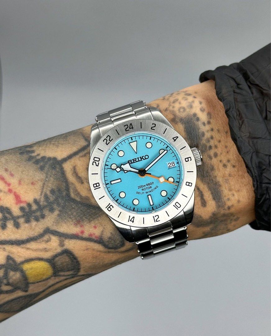 Custom Seiko Mod 39mm “Gulf” Black Bay Pro GMT Automatic Watch, Men's ...