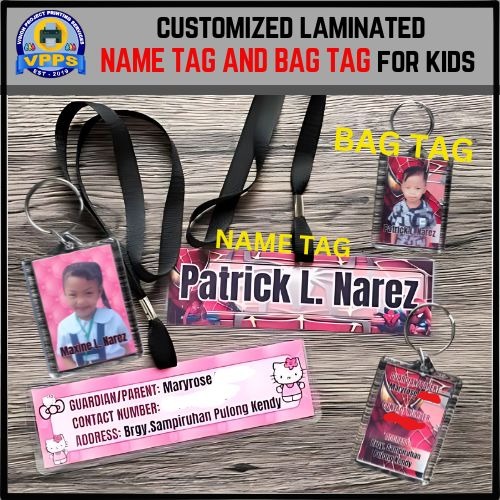 Customize name tag / name plate and Acrylic Keychain Bag Tag for kids ...