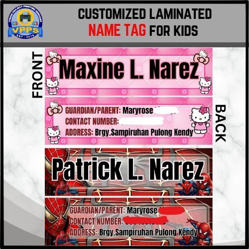 Customize name tag / name plate and Acrylic Keychain Bag Tag for kids ...
