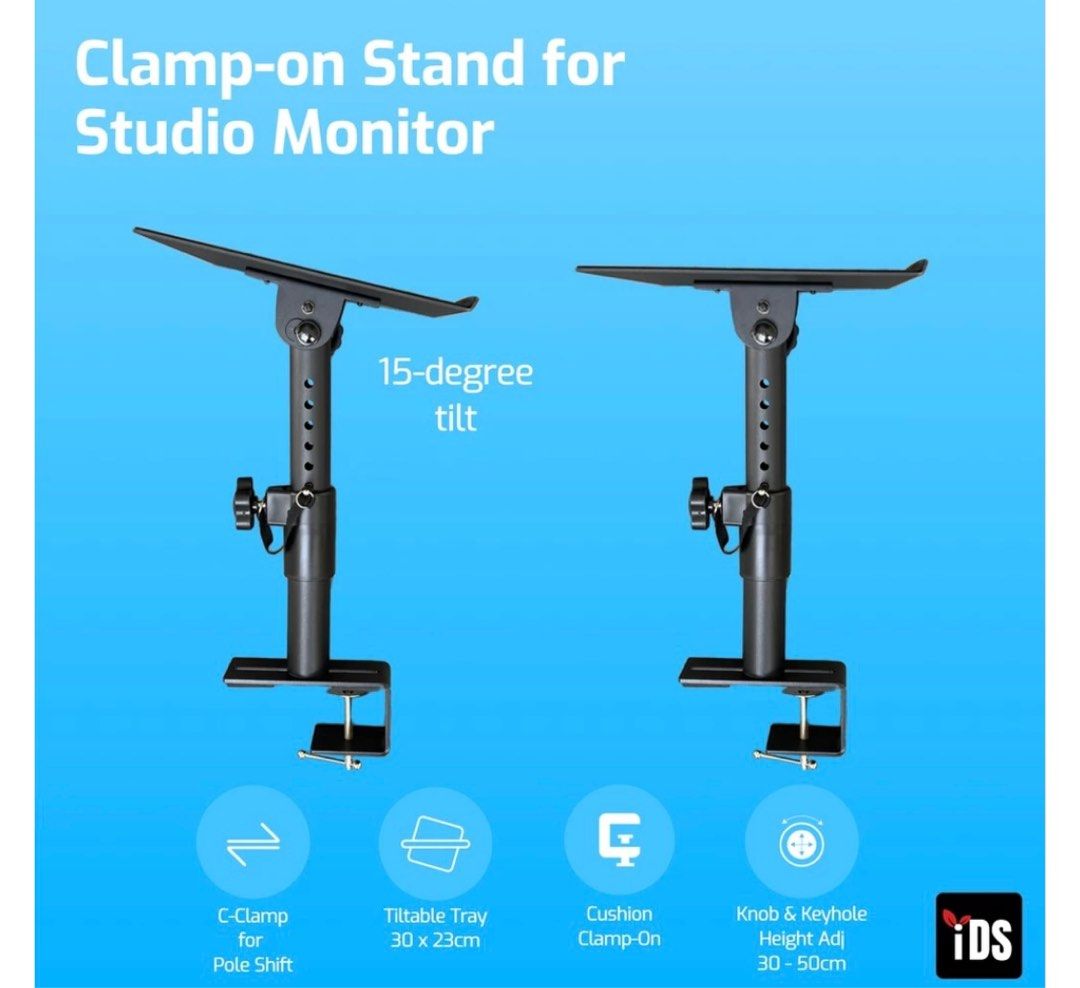 Desktop Clamp-On Studio Monitor Stand Speaker Stand - Set of 2 with ...