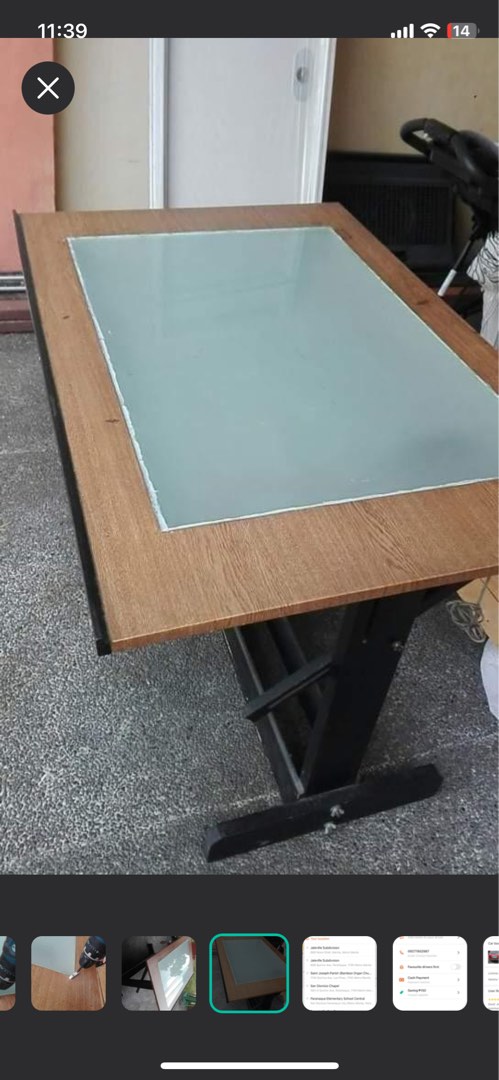DRAFTING TABLE ( preloved) with light box, Furniture & Home Living ...
