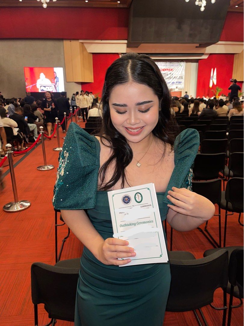 Green Filipiniana Dress Oath taking Graduation, Women's Fashion ...
