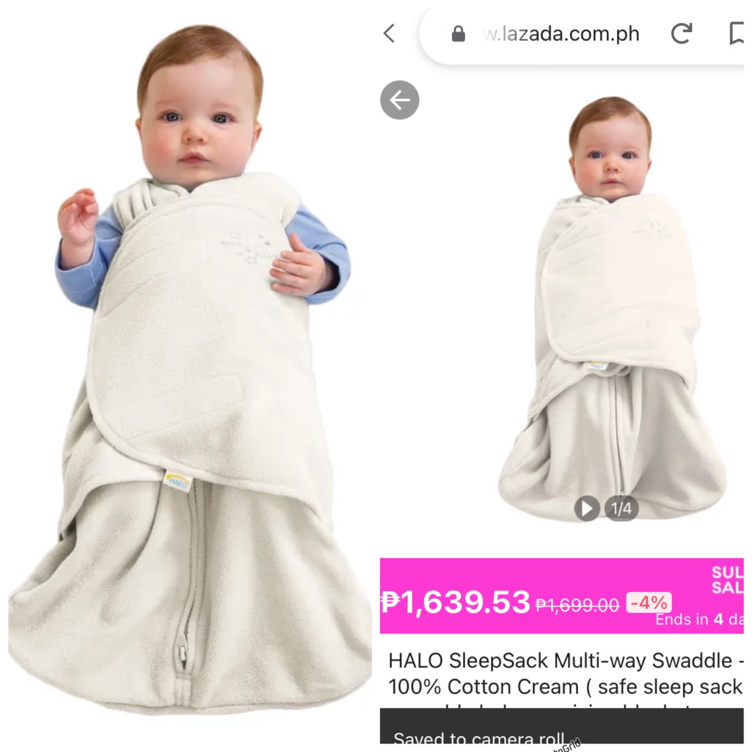 HALO SleepSack Multi-way Swaddle - 100% Cotton Cream ( safe sleep sack ...