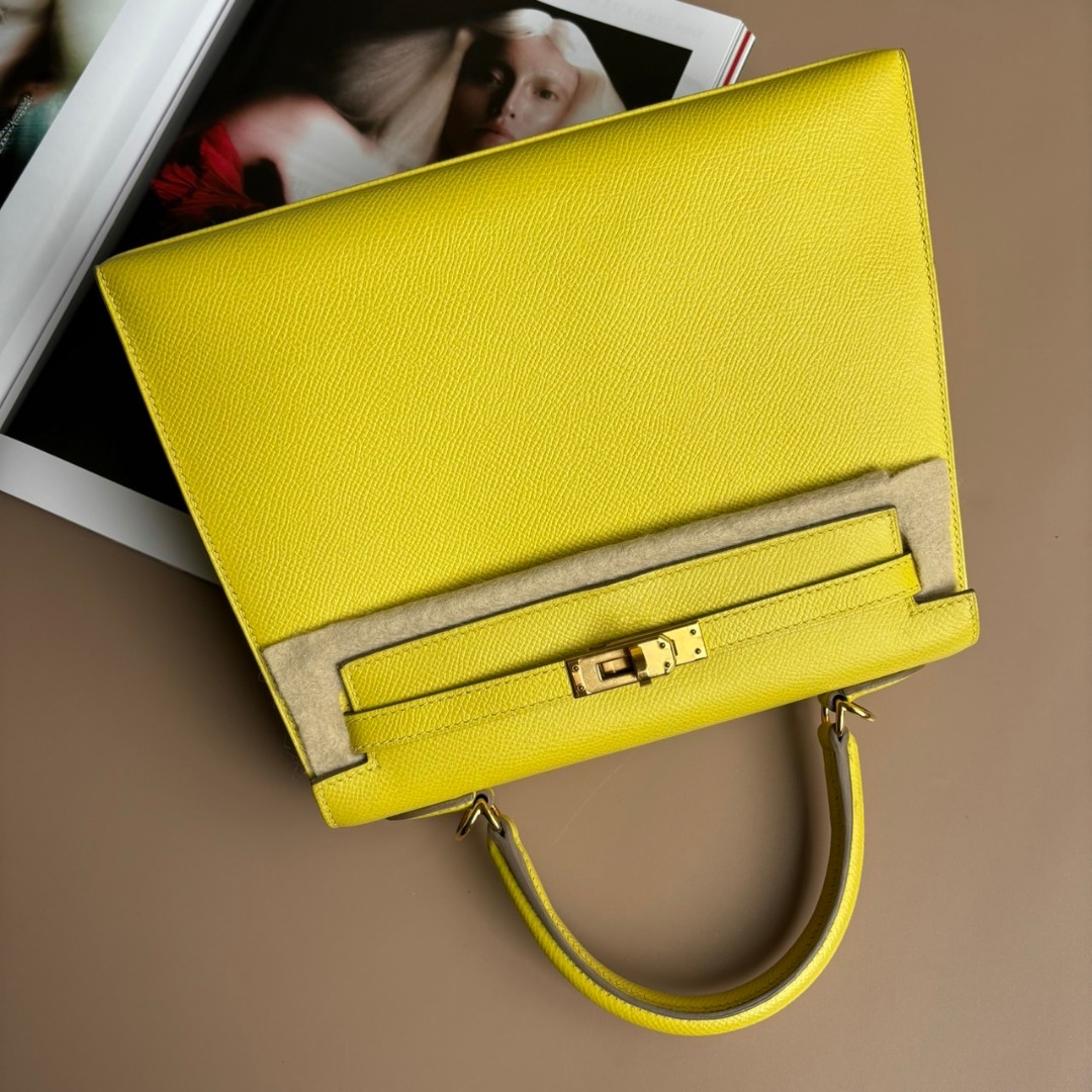 ::HERMES:: 9R 檸檬黃 KELLY 25, 名牌精品, 精品包與皮夾在旋轉拍賣