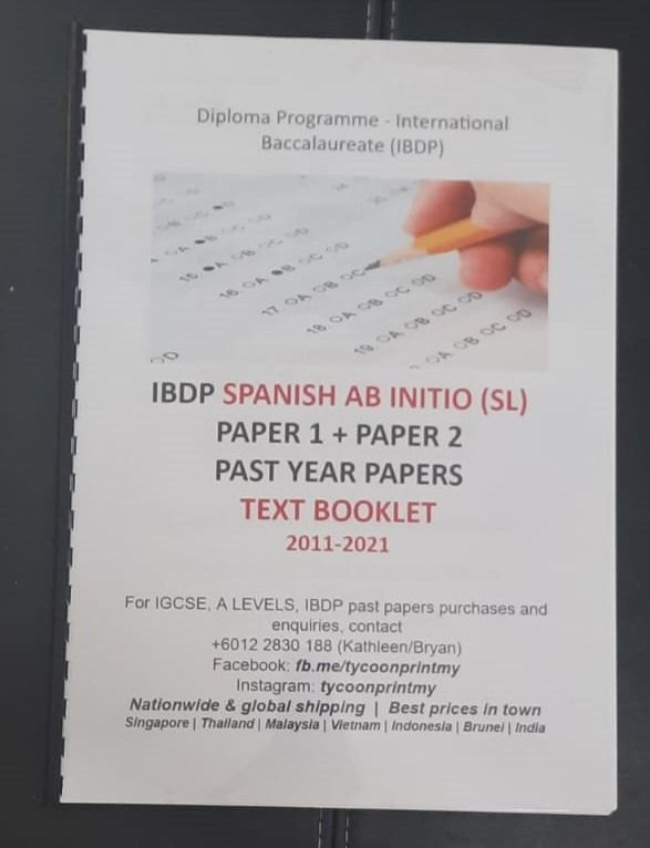 IB Diploma Spanish Ab Initio (SL) Past Year Papers and Mark Schemes ...