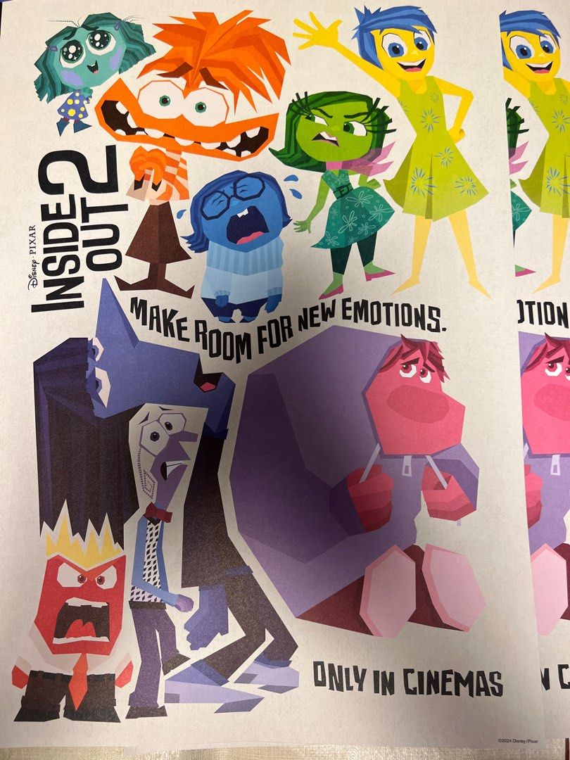 Inside Out A4 Folder + 2 Stickers + A3 Poster, 興趣及遊戲, 手作＆自家設計, 文具 ...