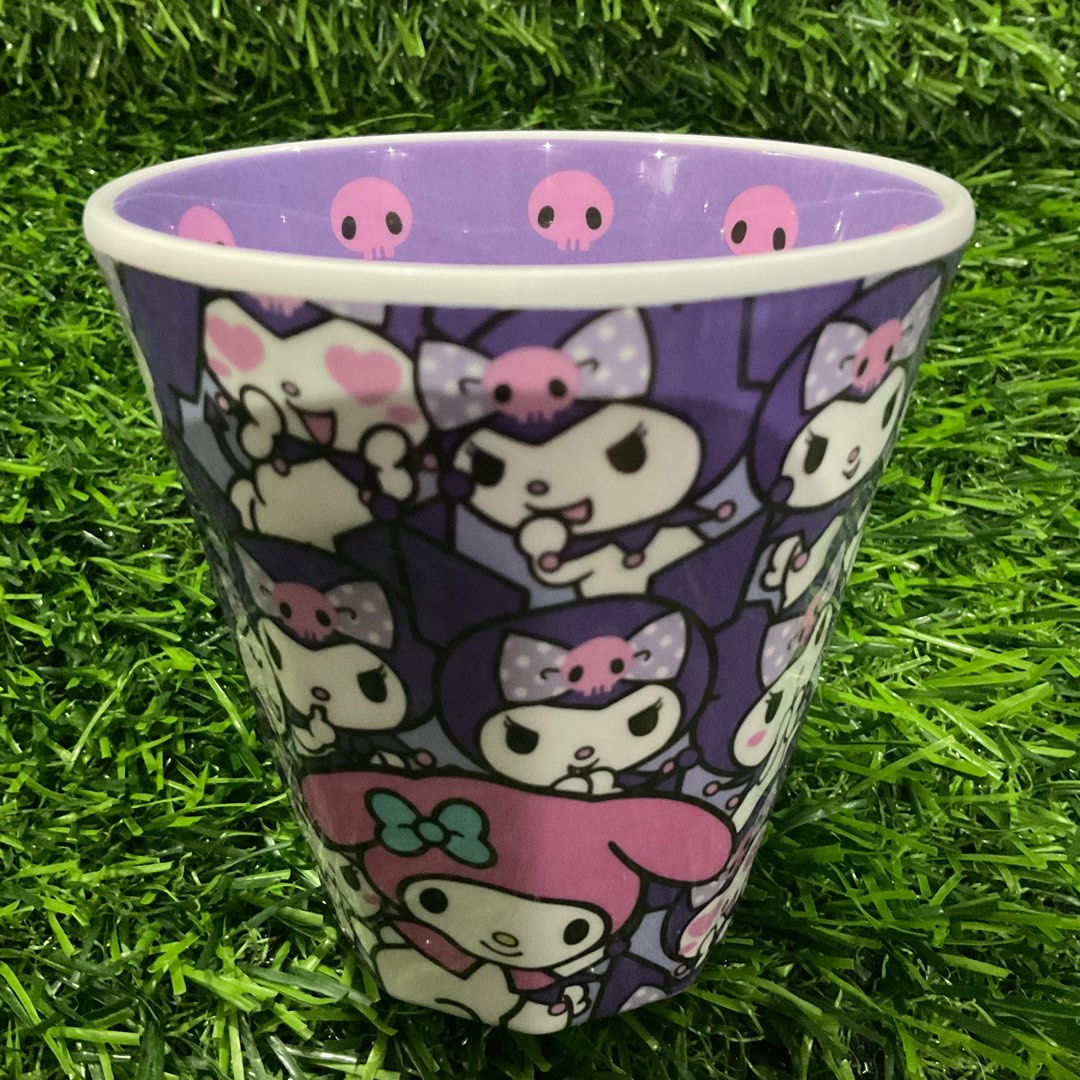 Kuromi My Melody Sanrio Purple Pink Gyugyu Pattern Melamine Drinking ...