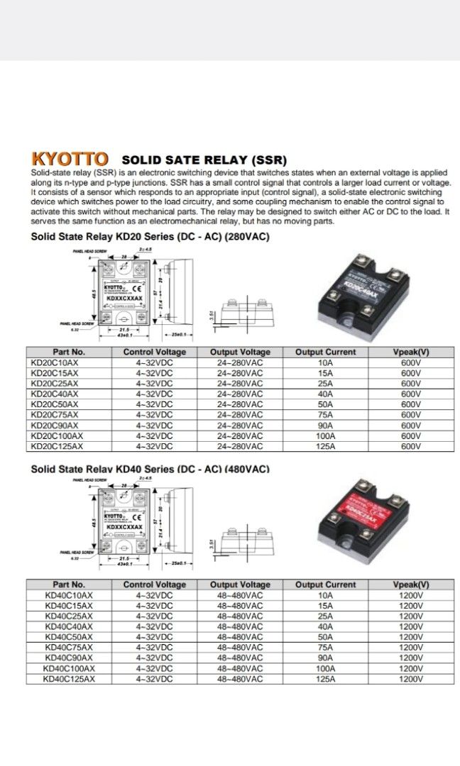 KYOTTO, SSR, Solid State Relay, KD40C25AX, TV & Home Appliances ...