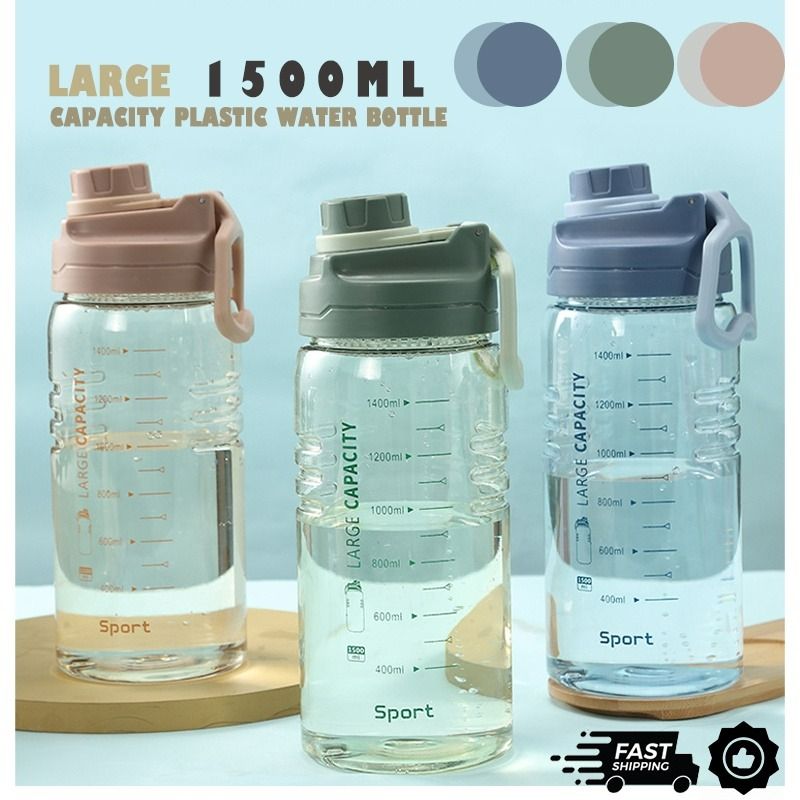 Large Sport Water Bottle BPA Free Outdoor Portable Sport Fitness Gym Travel 1500ML / 1.5L ...