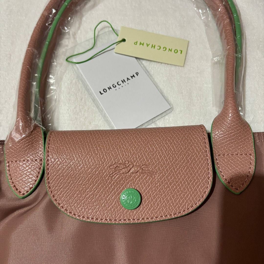 Longchamp Le Pliage MEDIUM LONG HANDLE Bag in Antique Pink (Green ...