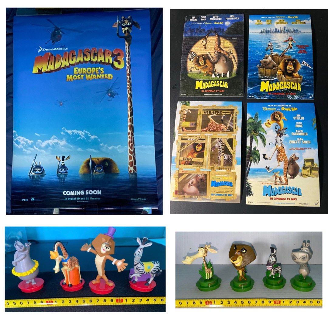 Madagascar movie original memorabilia . topper sets , postcards ...