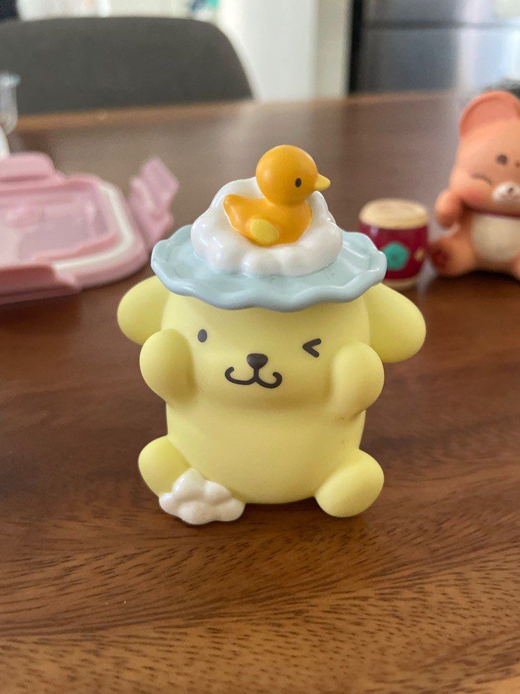 popmart(red dino), random pompompurin figure, pop mart bear with drum ...