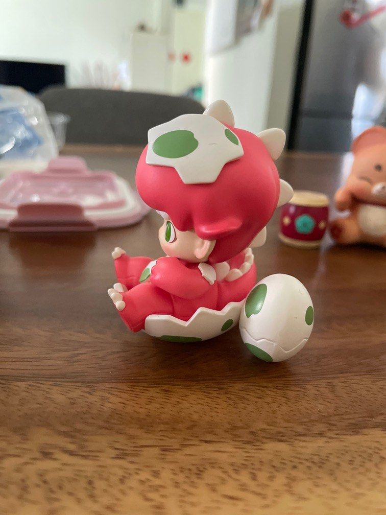 popmart(red dino), random pompompurin figure, pop mart bear with drum ...