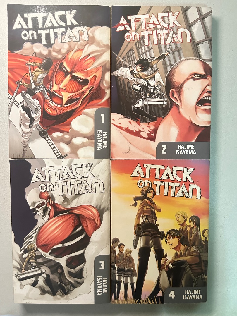 PRELOVED Attack On Titan Manga Set (Vol 1-4), Hobbies & Toys, Books ...