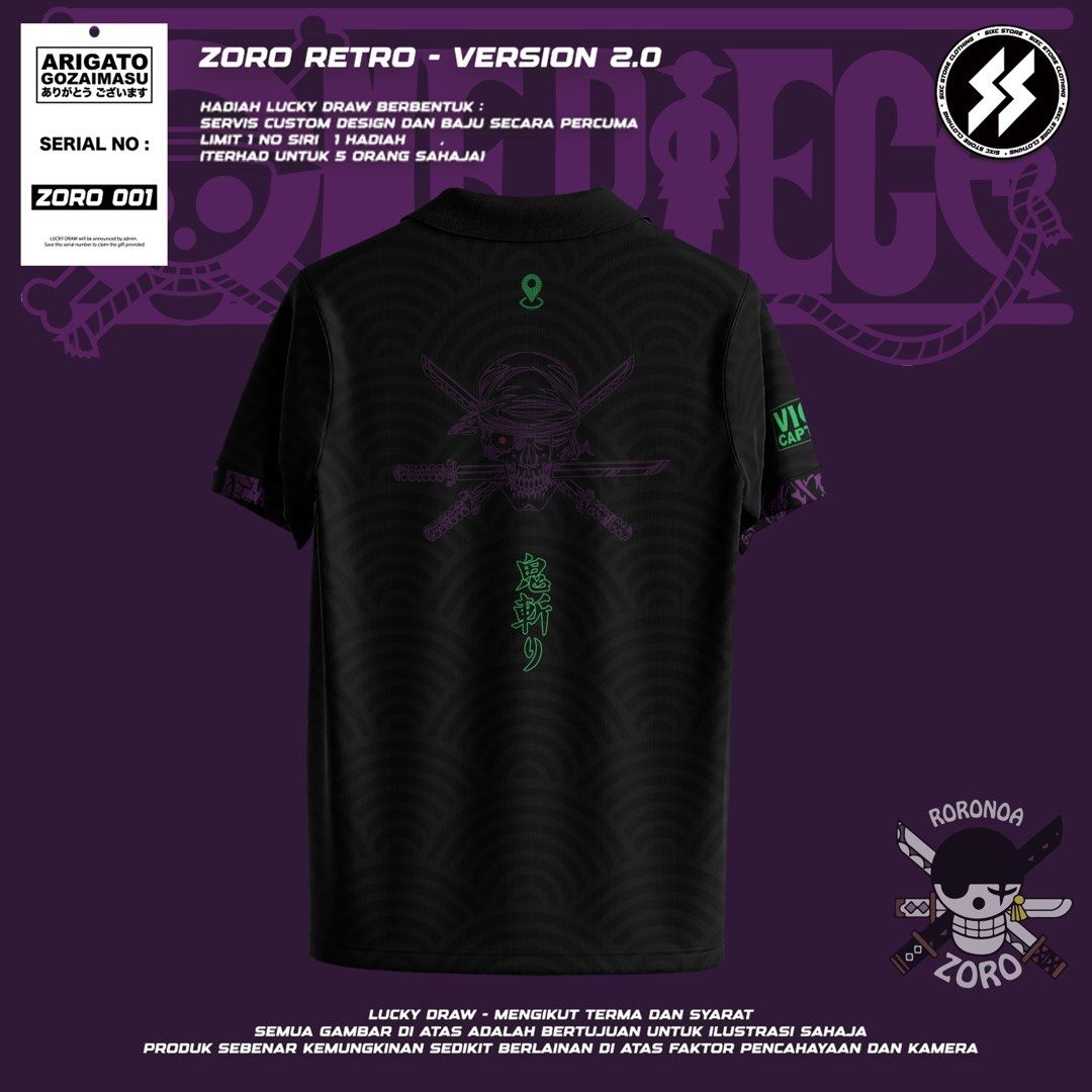 Roronoa Zoro - One Piece Jersey Lycra 280gsm, Men's Fashion, Activewear ...