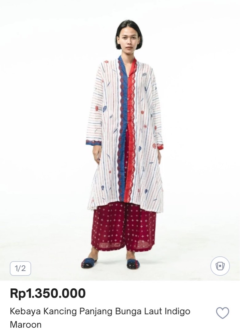 Sejauh Kebaya Panjang Bunga Laut S/M, Fesyen Wanita, Pakaian Wanita ...