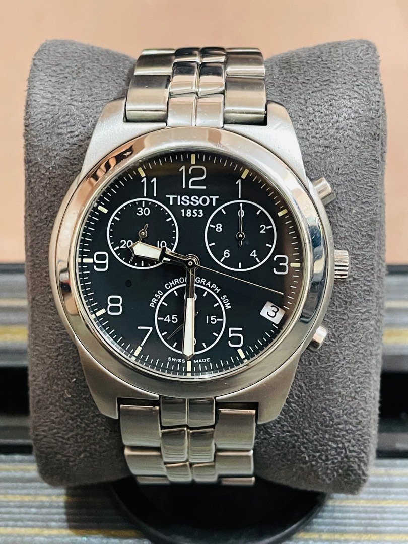 Tissot PR50 Chrono Black Dial, Men's Fashion, Watches & Accessories ...