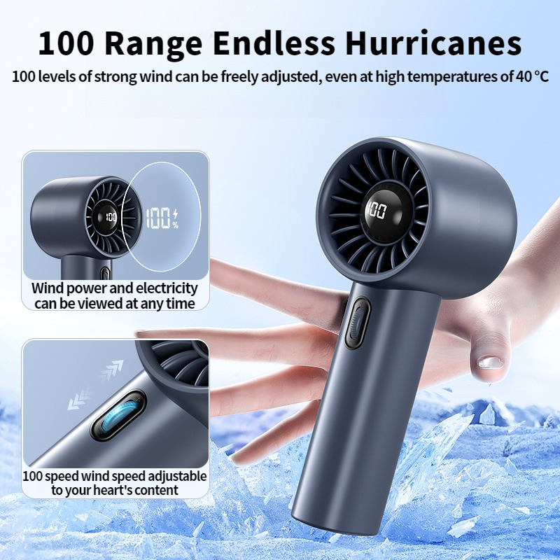 Turbine Handheld Fan USB Rechargeable Turbo Fan Strong Wind 100 Gear ...