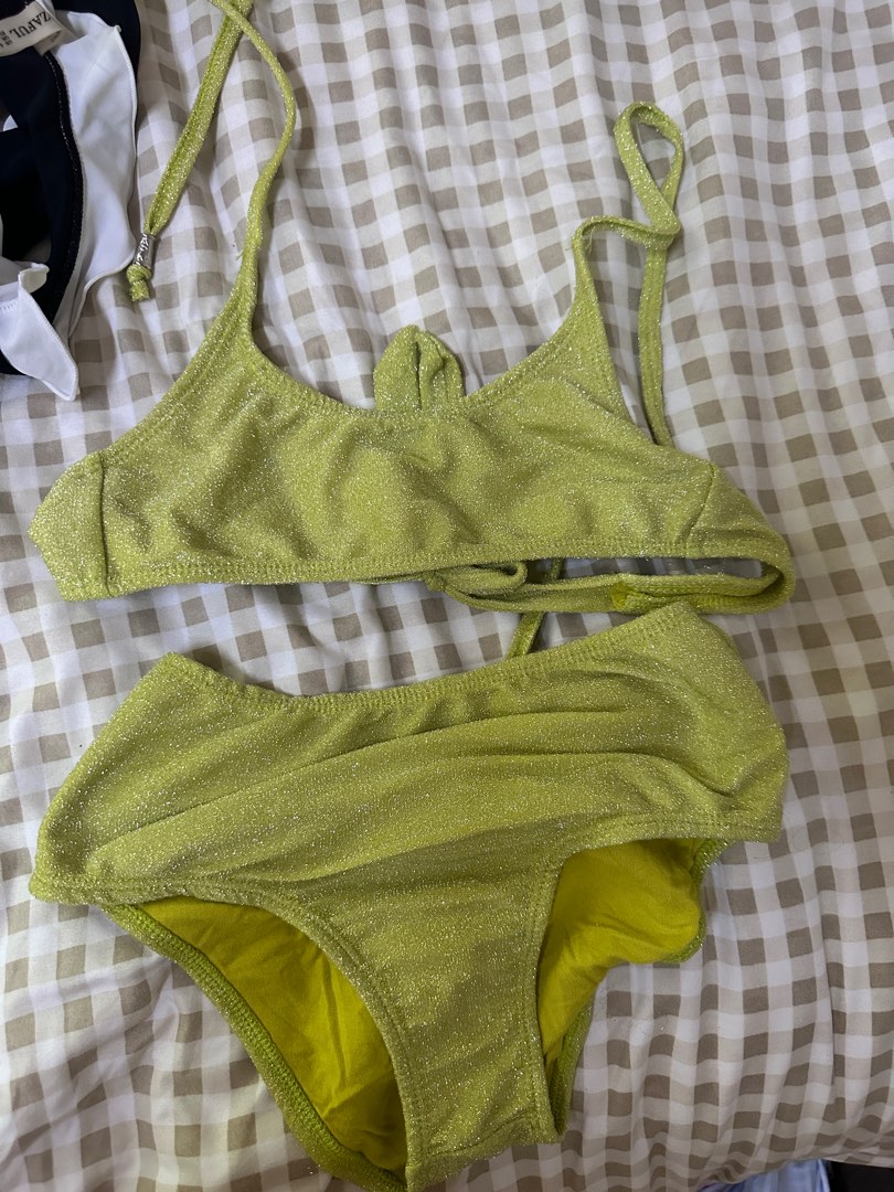 (Used once) Green sparkly swimsuit no pad, Women's Fashion, Swimwear ...