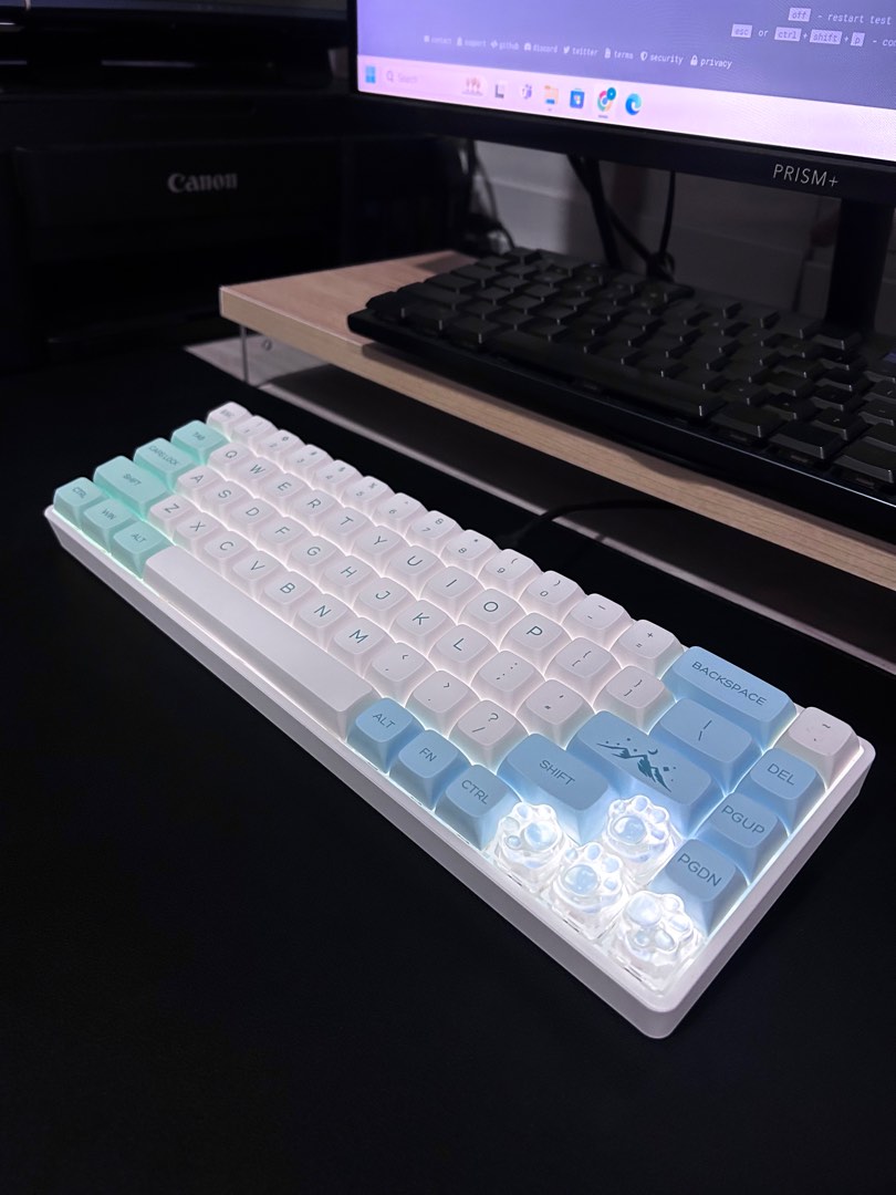 65% Custom Mechancial Keyboard (Seasalt keycaps + 4 dog artisan keycaps ...