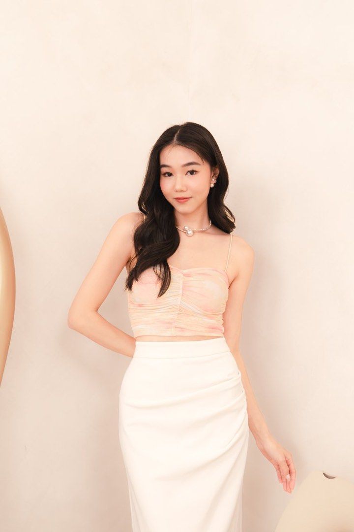 BNWT WTS Mikayla Zoelle V3 Padded Tie Dye Ruched Top in Sunset Glow ...