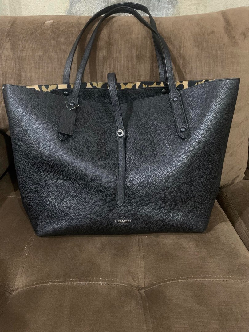 Coach Market Tote bag leopard print, Luxury, Bags & Wallets on Carousell