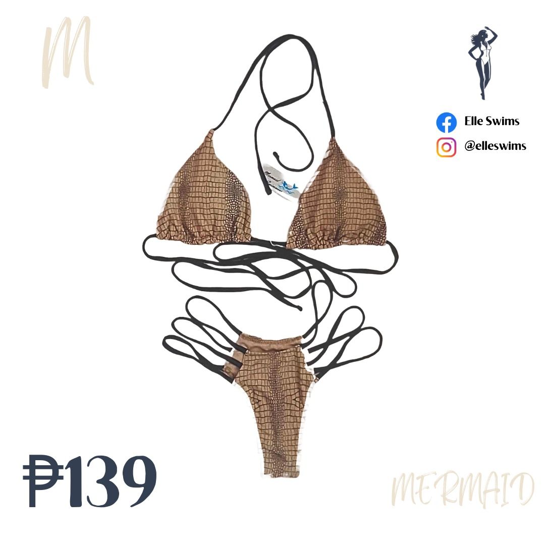 Crocodile Triangle & Cheeky Bikini Set (M) - Yellow Swimsuit, Women's ...