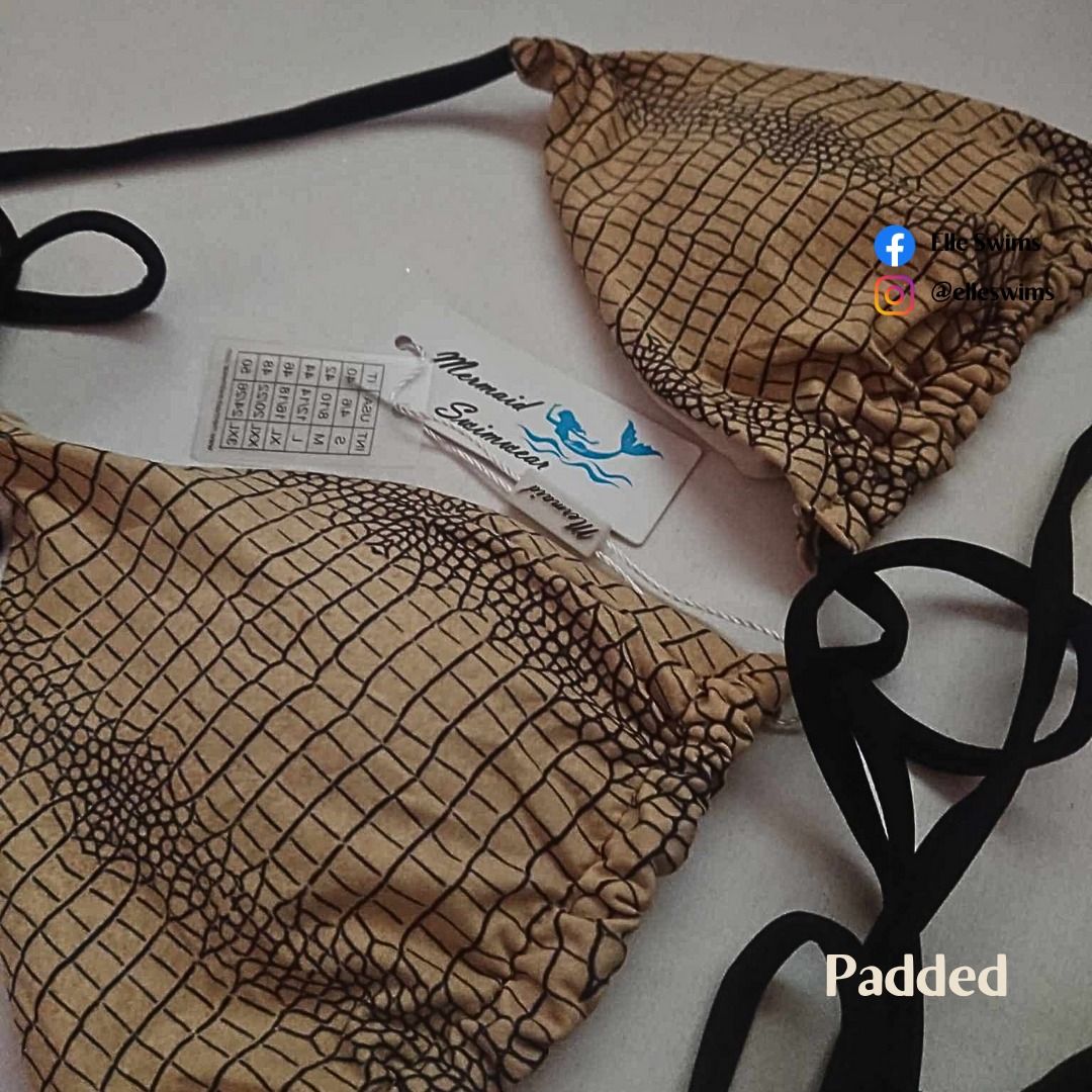 Crocodile Triangle & Cheeky Bikini Set (M) - Yellow Swimsuit, Women's ...