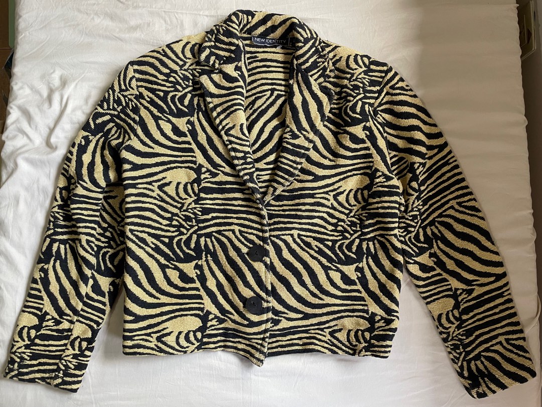 cropped boxy retro 80s bomber style zebra print oversized jacket | mob ...