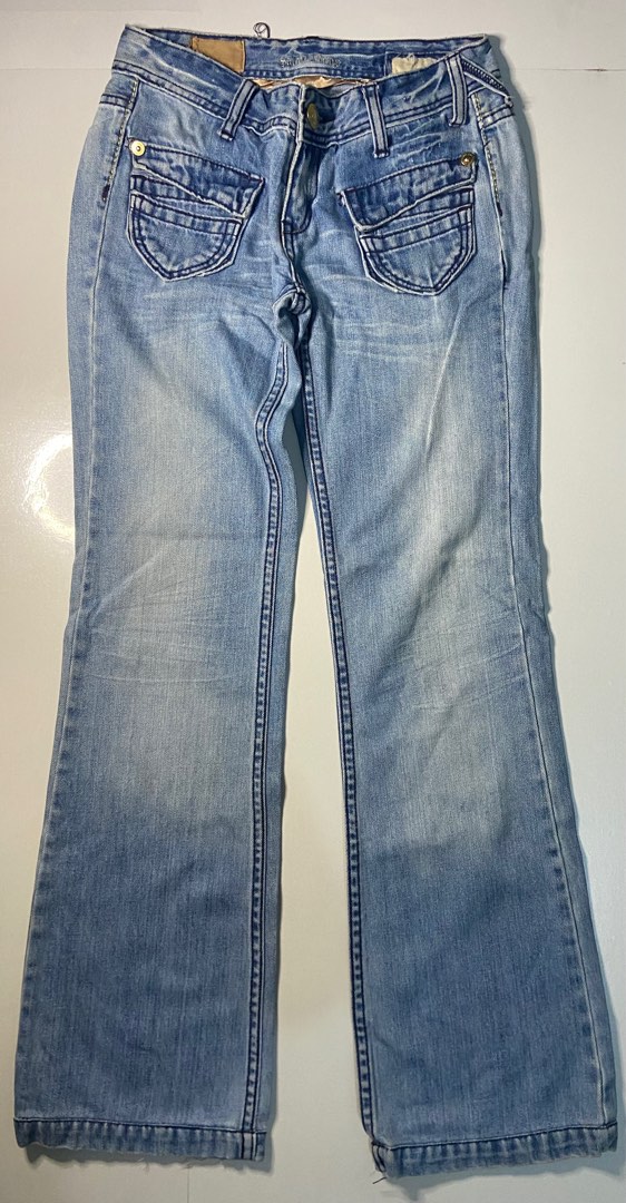 flared light wash denim jeans, Women's Fashion, Bottoms, Jeans on Carousell