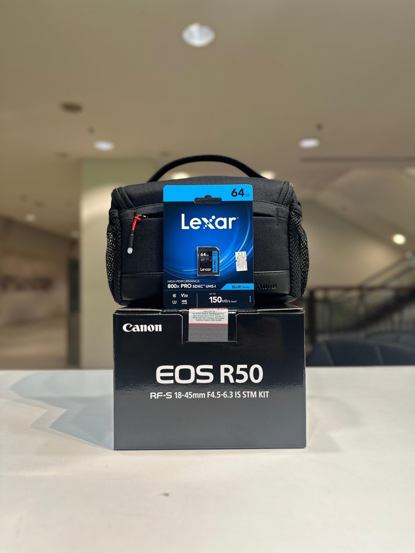 NEW EOS R50 FREE BAG AND SD CARD, Photography, Cameras on Carousell