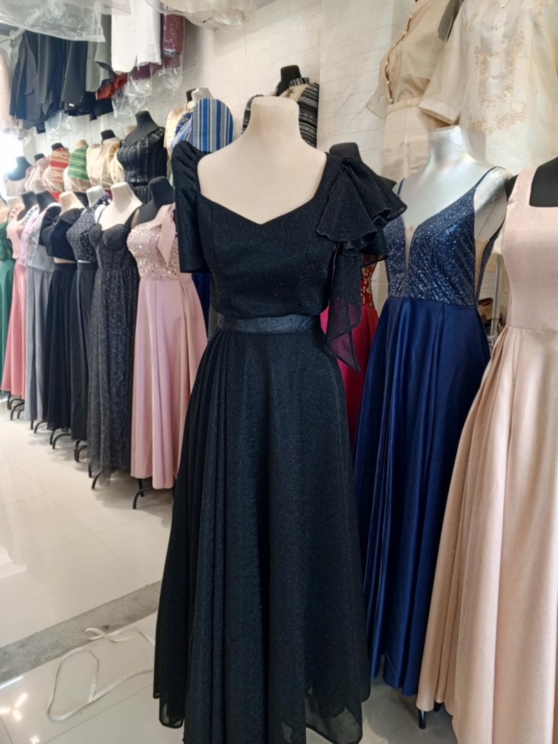 Oath-taking Dress/ 2-piece Filipiniana (set) in Glittery Black, Women's ...