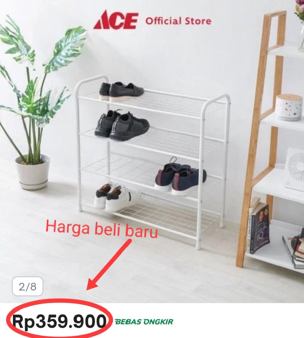 Rak sepatu besi Ace Hardware putih, Perabotan Rumah di Carousell