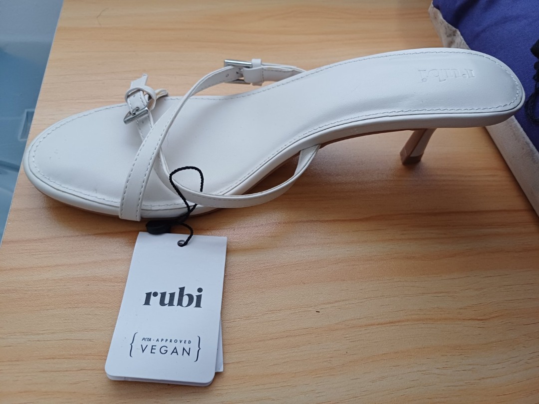 Rubi Leah Crossover Heels Bone Vegan Leather, Women's Fashion, Footwear ...