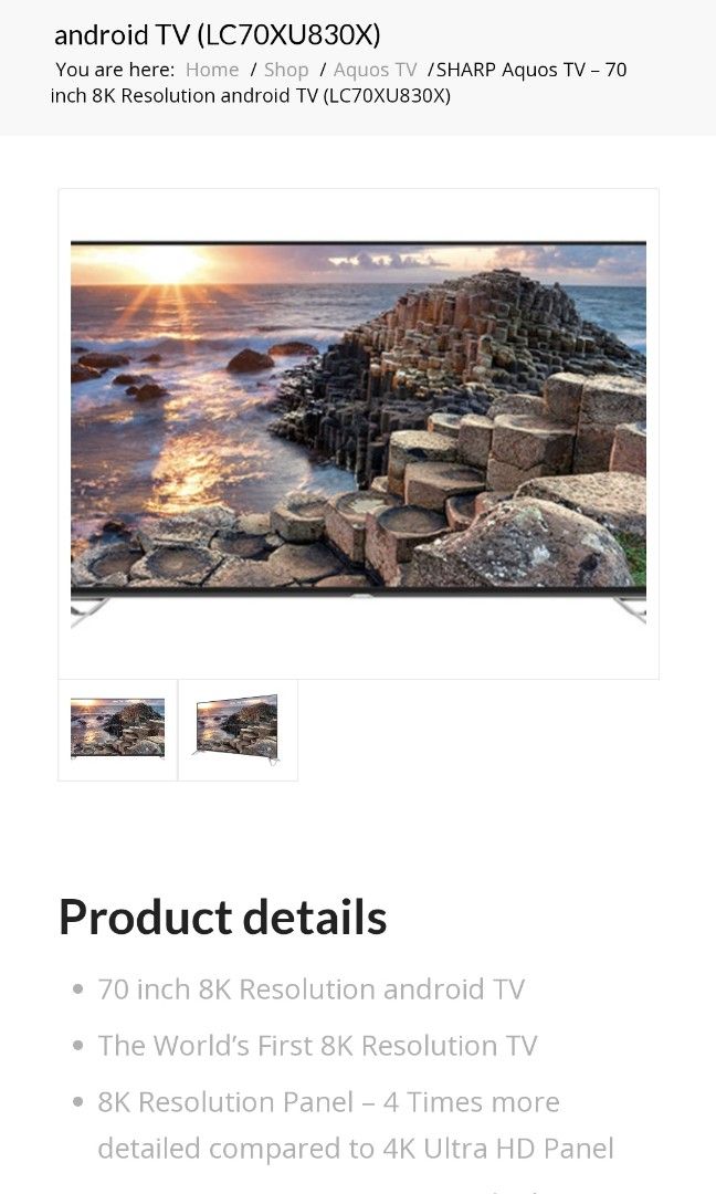 Sharp Aquos 70 Inch Android UHD, TV & Home Appliances, TV ...