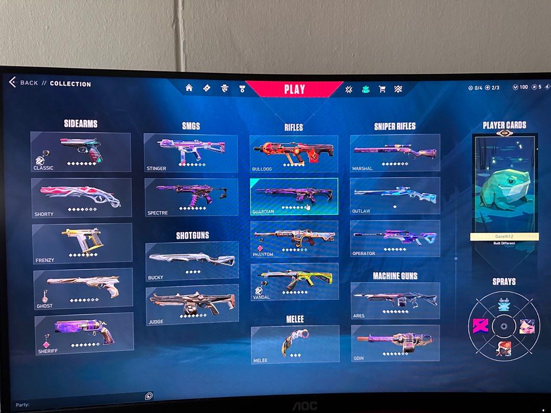 stacked valorant account with 72 premium skins/ immortal buddy, Video ...