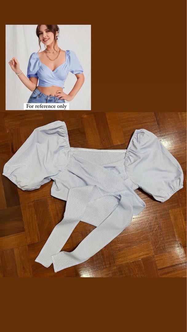 Tie back cropped top, Women's Fashion, Tops, Shirts on Carousell